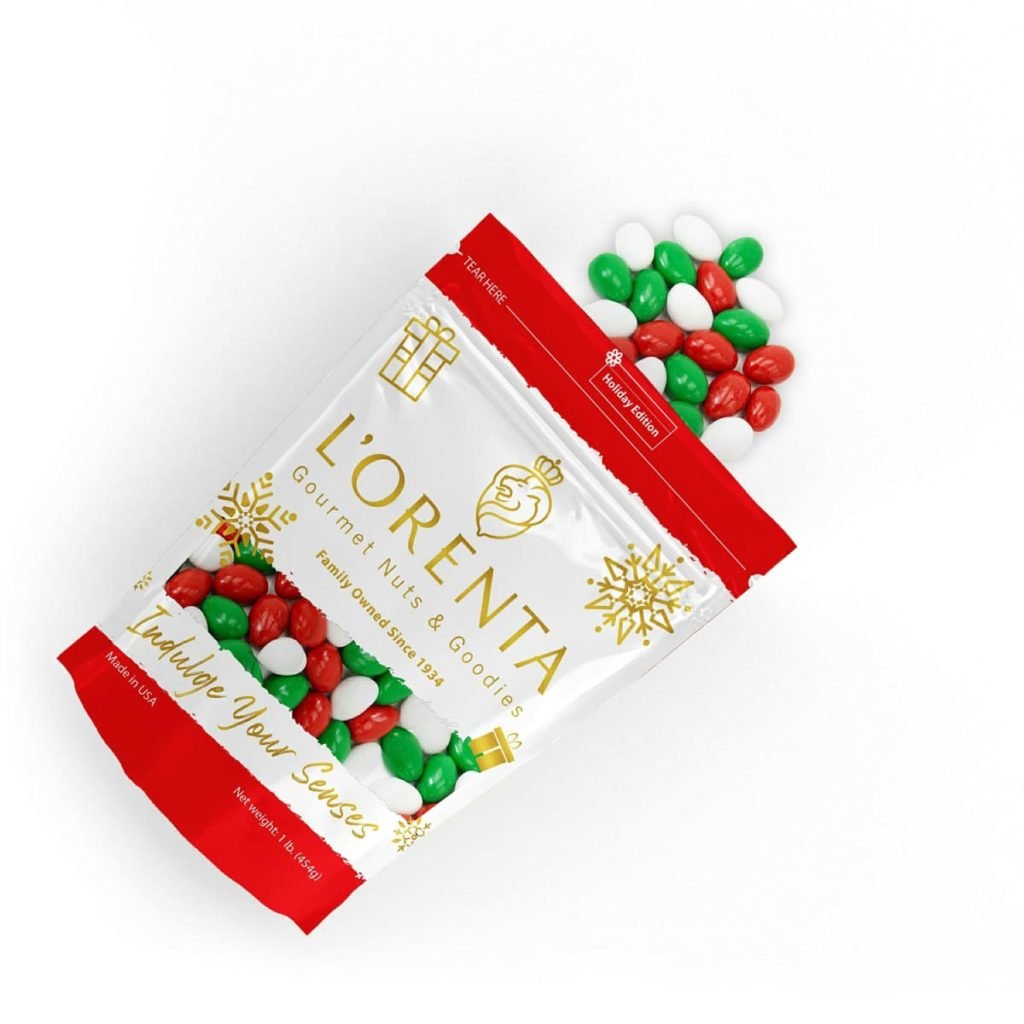 Holiday Tri Color Almonds | LorentaNuts.com