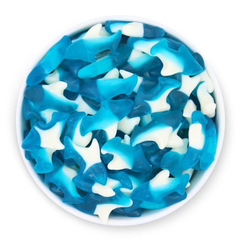 Raspberry Blue Shark Gummies Candy | LorentaNuts.com