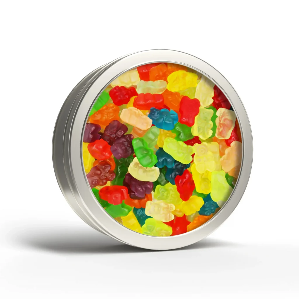 12 Colors / Flavors Gummy Bears Round Tin by the pound or in bulk ...
