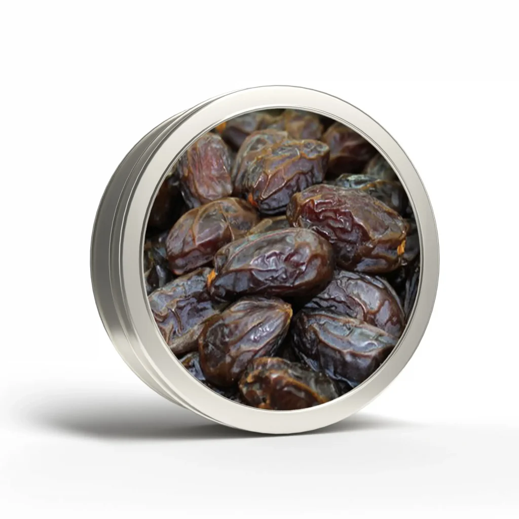 Jumbo Medjool Dates Round Tin | LorentaNuts.com