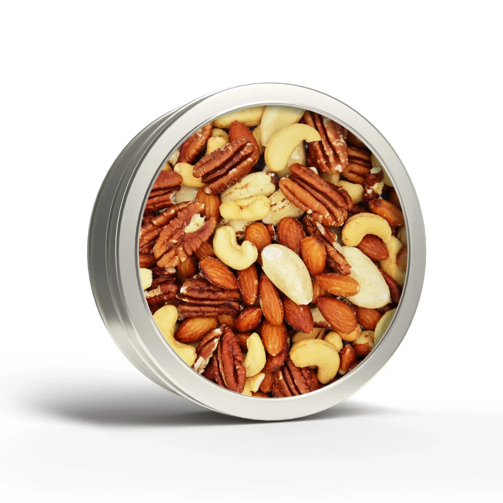 Deluxe Mixed Nuts Round Tin | LorentaNuts.com